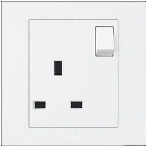 ABB Single Pole Switch Socket, Kalo 1 Gang, 13A - BH224 | Sleek White Design with LED Backlight